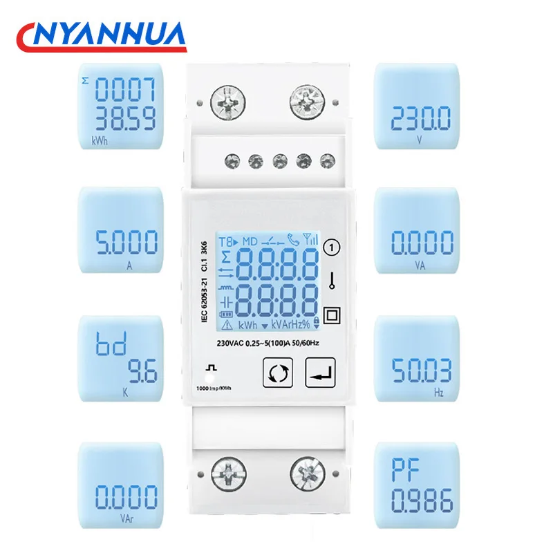 220v-Power-Single-Phase-Digital-Din-Rail-Wattmeter-Ammeter-Voltmeter ...