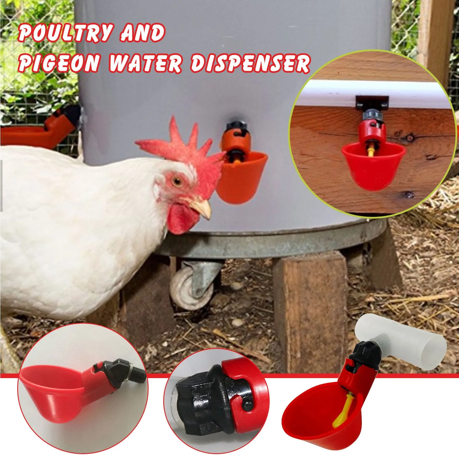Automatic Chicken Drinker Water Cup Quail Hanging Nipple Drinking Bowls ...