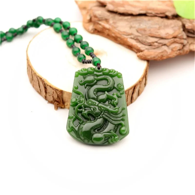 Nat-rliche-Gr-ne-Chinesische-Jade-Drachen-Anh-nger-Perlen-Halskette-Mode-Charme-Jadeit-Schmuck ...