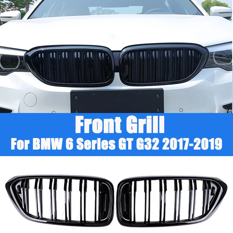 A Pair Car Mid-grid Dual-line Dual-slat Front Grille for BMW 6 Series ...