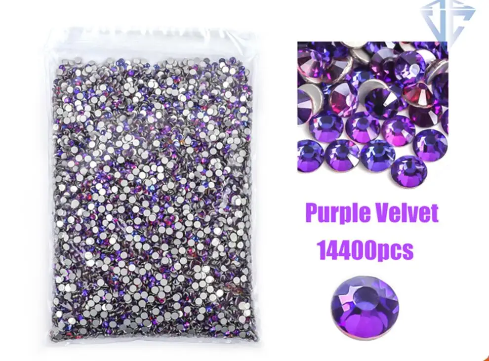 Newest-Wholesale-14400Pcs-Purple-Velvet-Glitter-Crystal-Non-Hot-Fix ...
