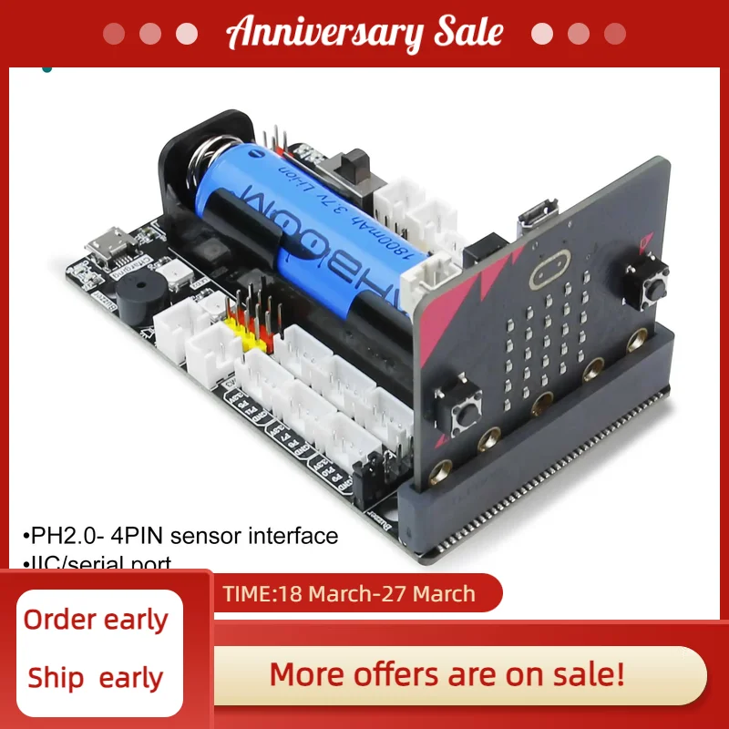 Microbit-V2-Expansion-Board-Module-Onboard-18650-Battery-with-IIC-UART ...