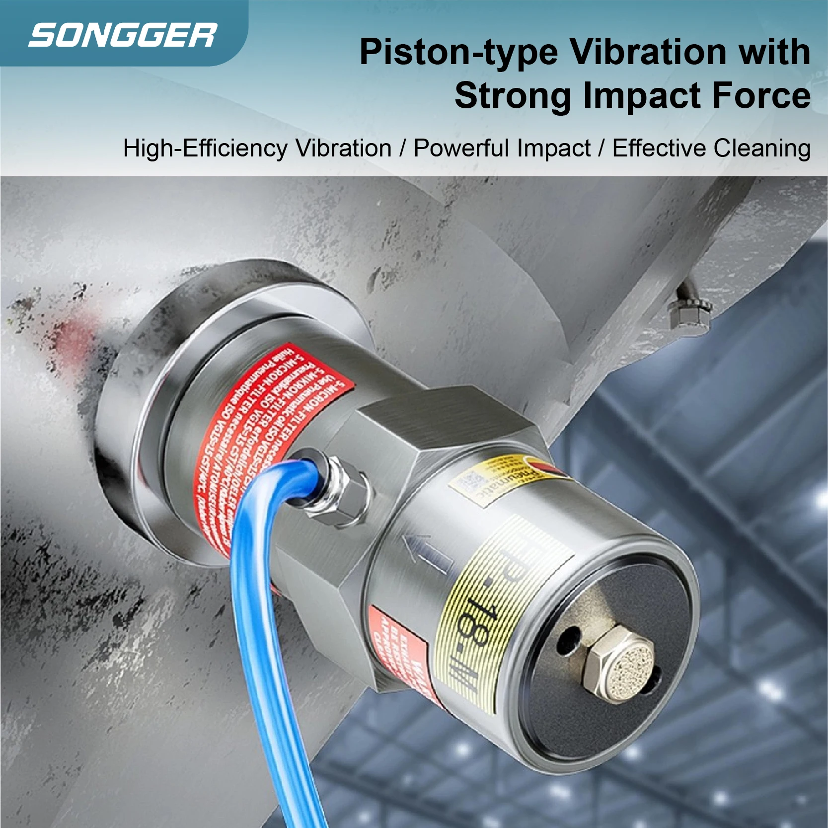 High-Temp Thread/Flange Pneumatic Piston Vibrator FP Series Anti-Block ...