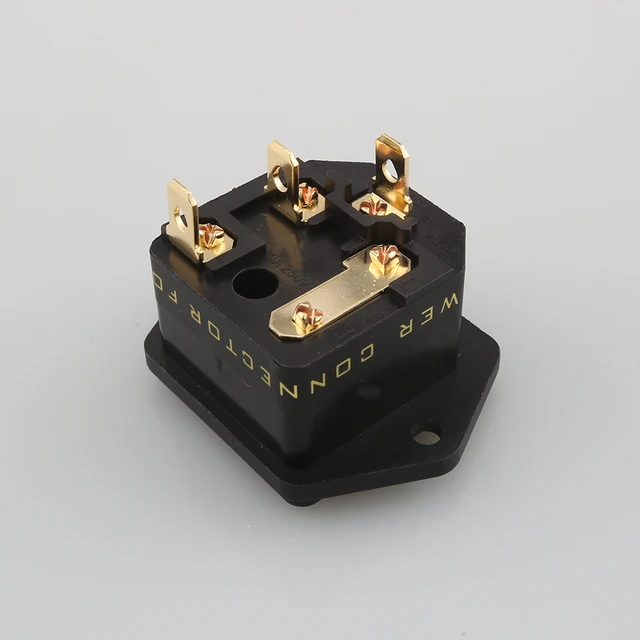 Viborg FI-03G 24K Gold Plated IEC AC Power Cable Audio Inlet IEC Input ...