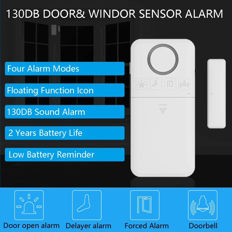 Multifunctional Door Window Magnetic Sensor Alarm 130dB Anti-theft ...