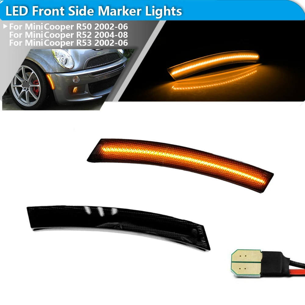 2pcs Front Amber LED Side Marker Lights Fender Flare Turn Signal Lamps ...