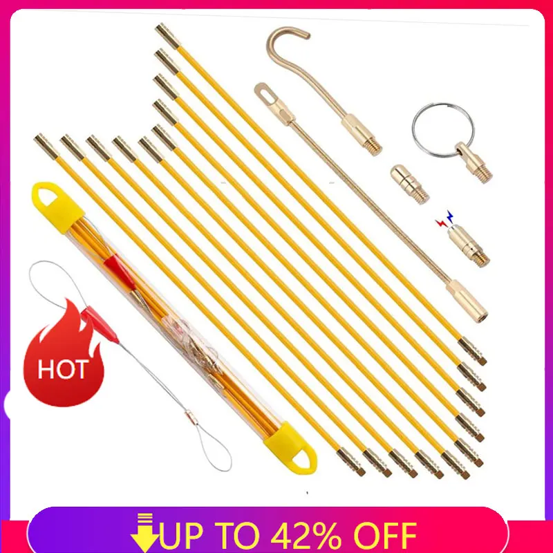 10Pcs 45CM/33CM Fiberglass Wire Cable Push Puller Running Rods Fish ...