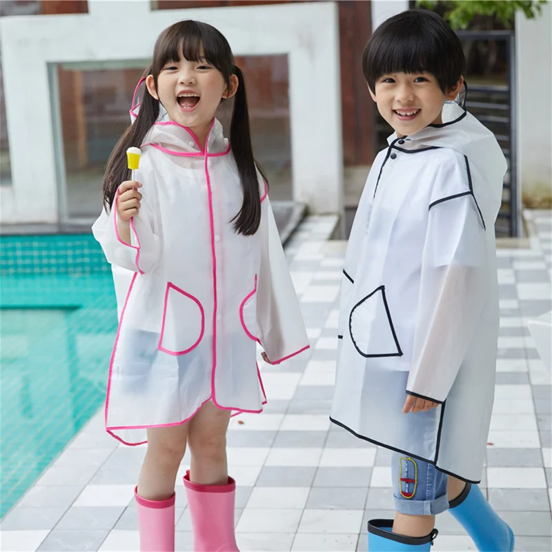 Kids-Children-Raincoat-Waterproof-Rain-Poncho-Clear-Transparent ...