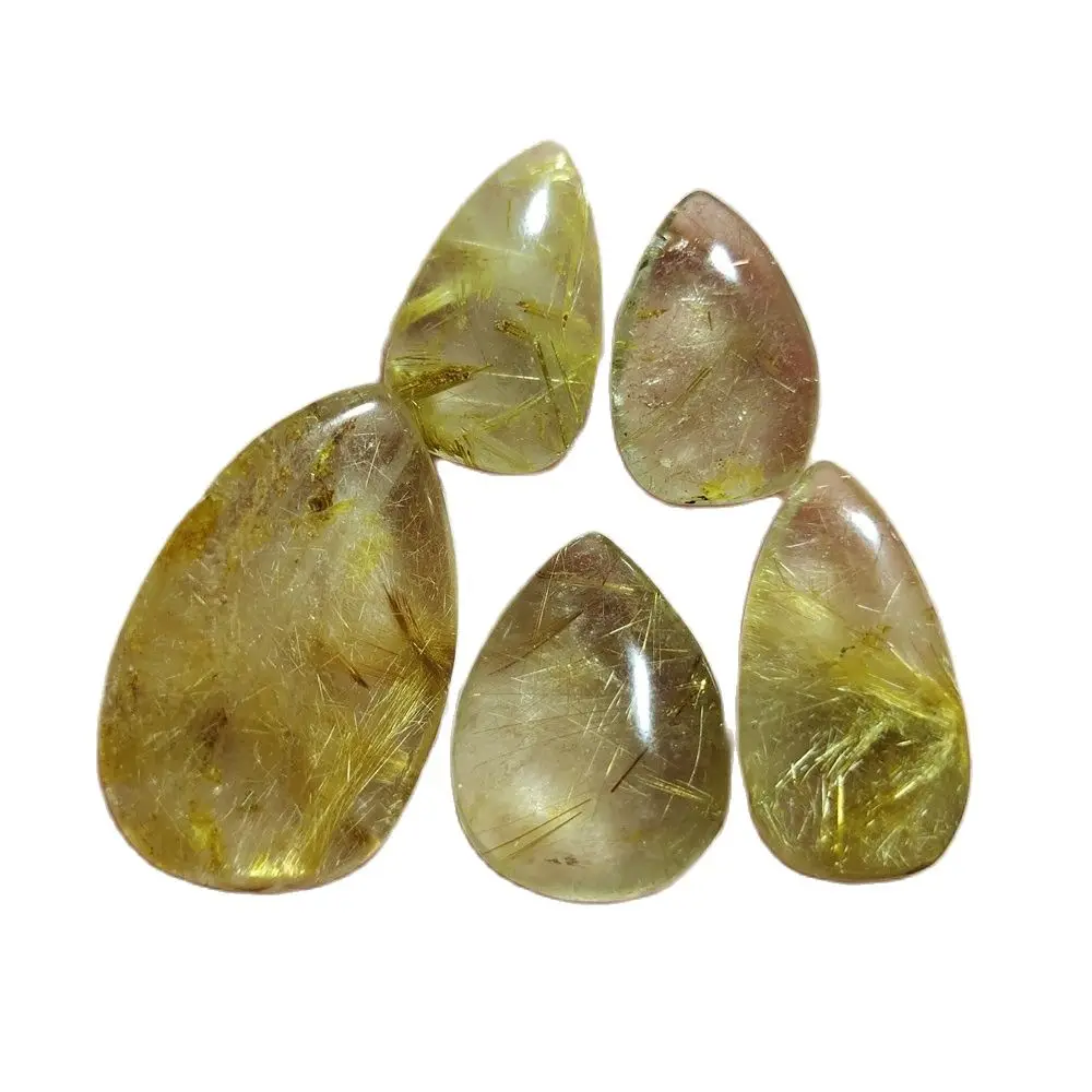 5pcs-Natural-Crystal-Gold-Rutilated-Yellow-Hairstone-Gemstone-Pendant ...