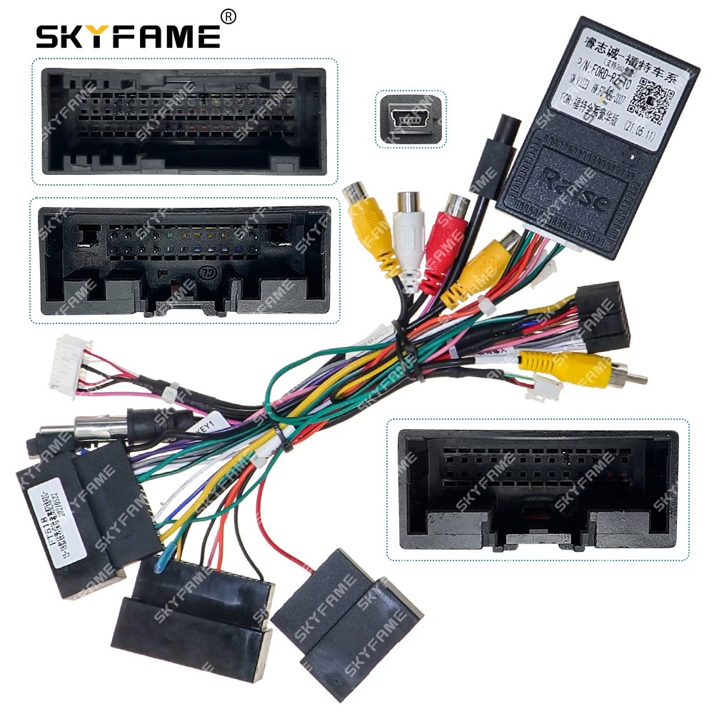 Skyfame Car 16pin Wiring Harness Adapter Canbus Box For Ford Edge Explorer Android Radio Power ...
