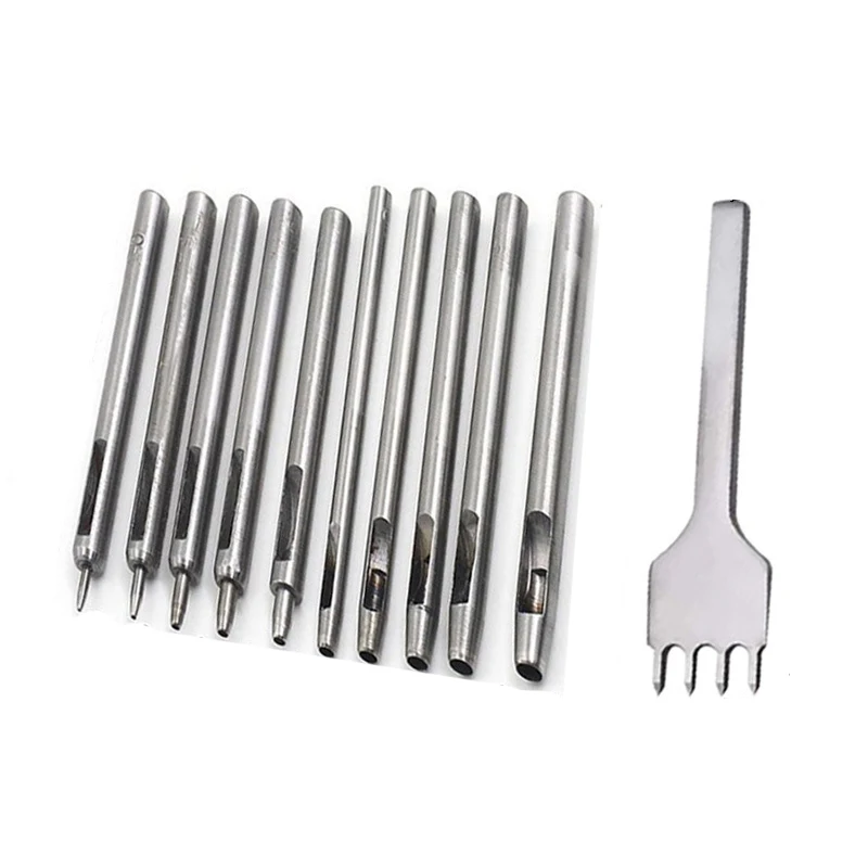 11Pcs-set-Steel-Leather-Round-Shape-Hole-Punch-Kit-Hand-Stitched-Belt ...