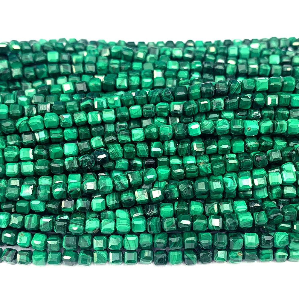 Veemake Natural Green Malachite Edge Cube Faceted Small Beads For ...