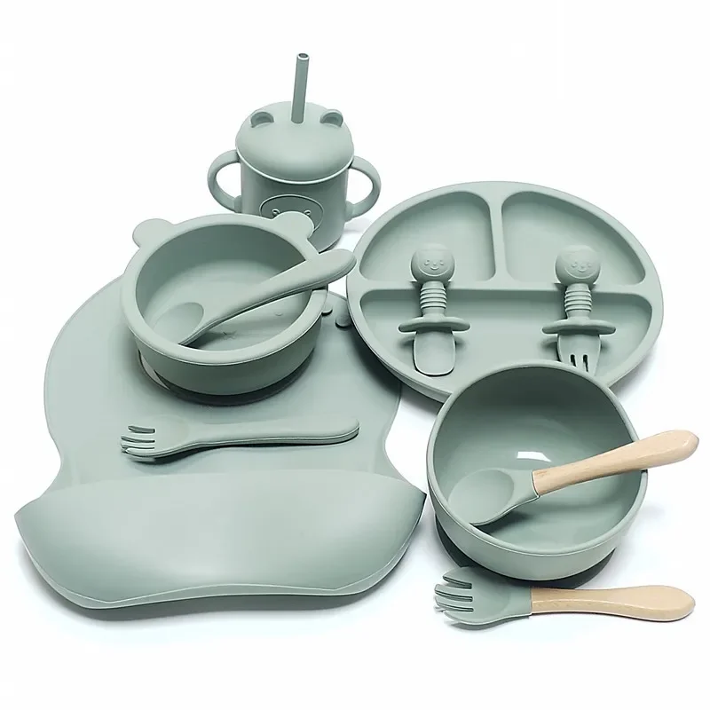 Cucchiaio-forchetta-in-Silicone-per-bambini-che-mangia-strumento-di-allenamento-ventosa-ciotola ...