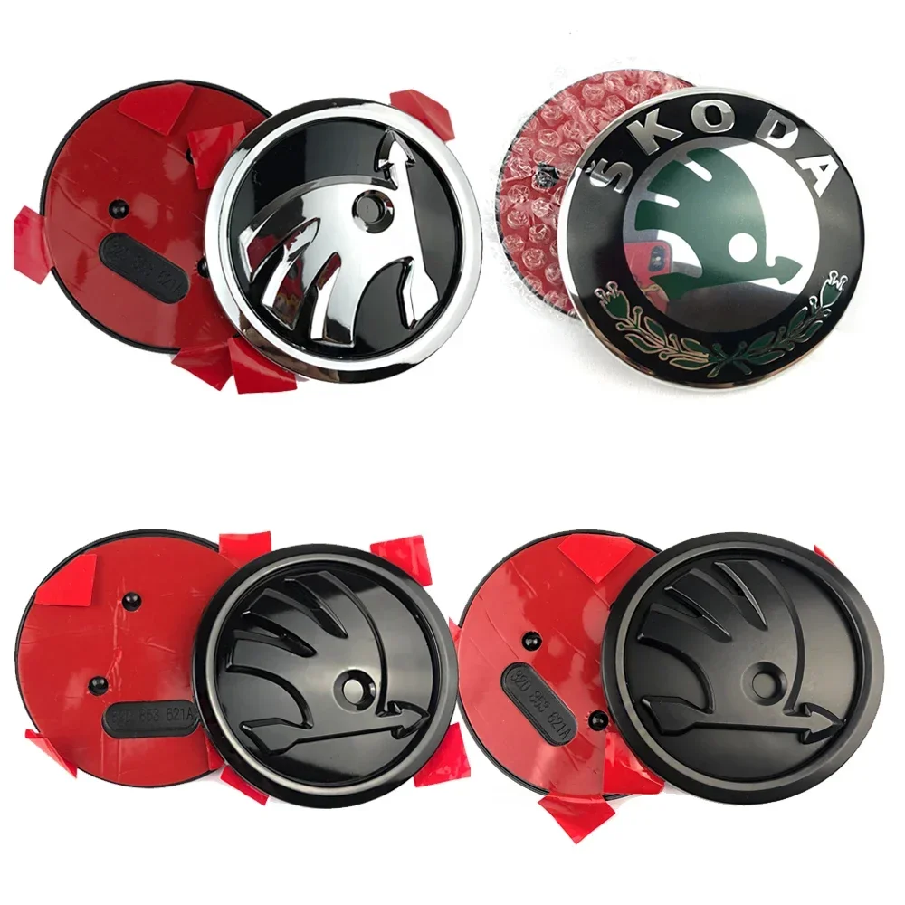 2pcs Car Front Hood Badge Rear Trunk Emblem Sticker For Skoda Yeti VRIS ...