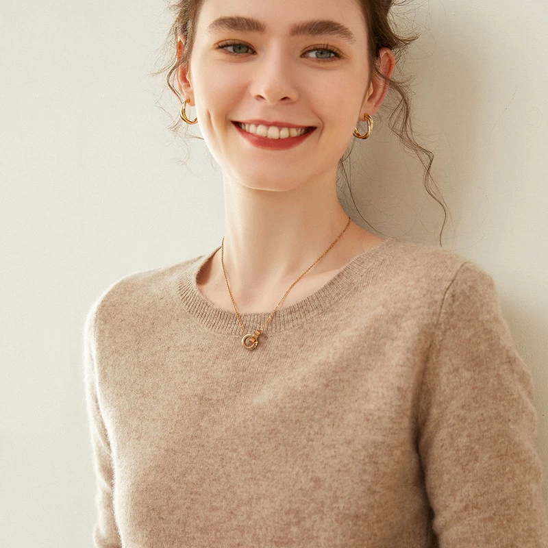 Autumn And Winter Cashmere Sweater Women's Crew Neck Pullover Casual ...