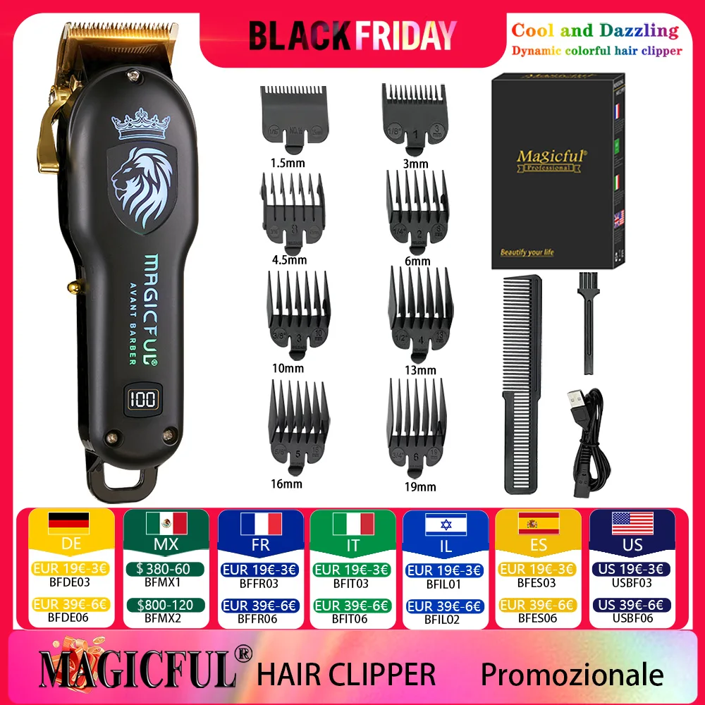 MAGICFUL-New-Professional-Hair-Clipper-Rechargeable-Electric-Trimmer ...