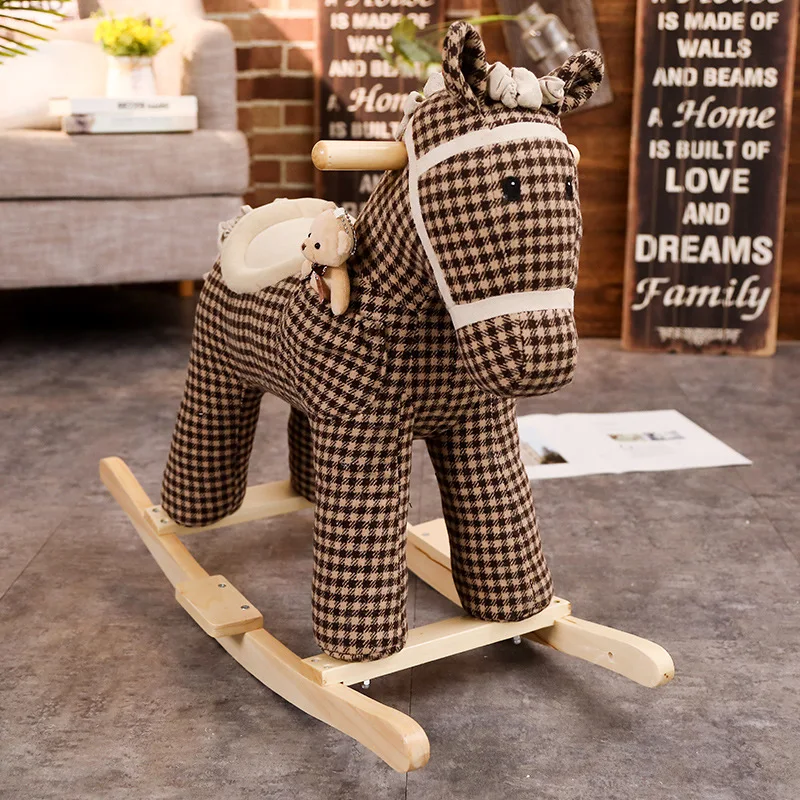 Children-s-Wooden-Plaid-Rocking-Horse-Stroller-Music-Balance-Chair-com ...