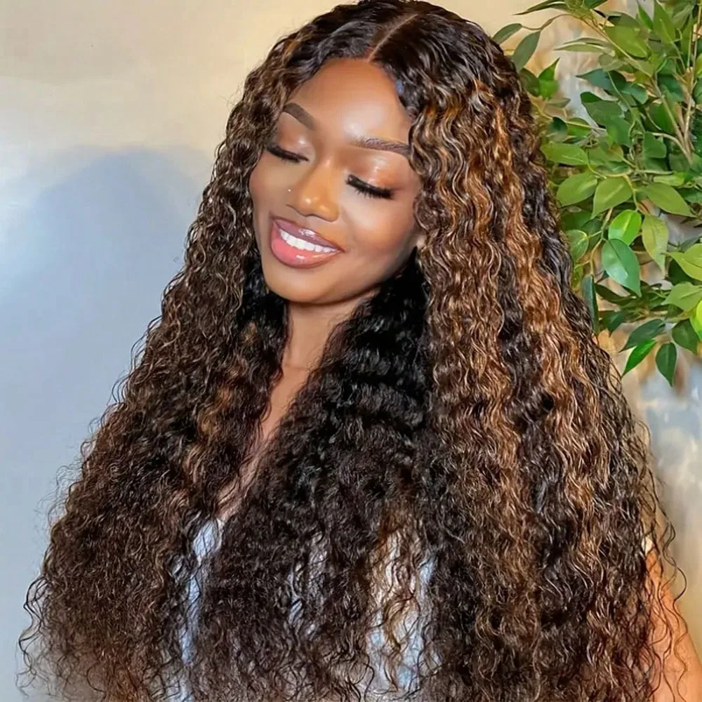 Remy Deep Wave Highlighted Wig, 13x4 HD Lace Front Deep Wave Wig, Human ...