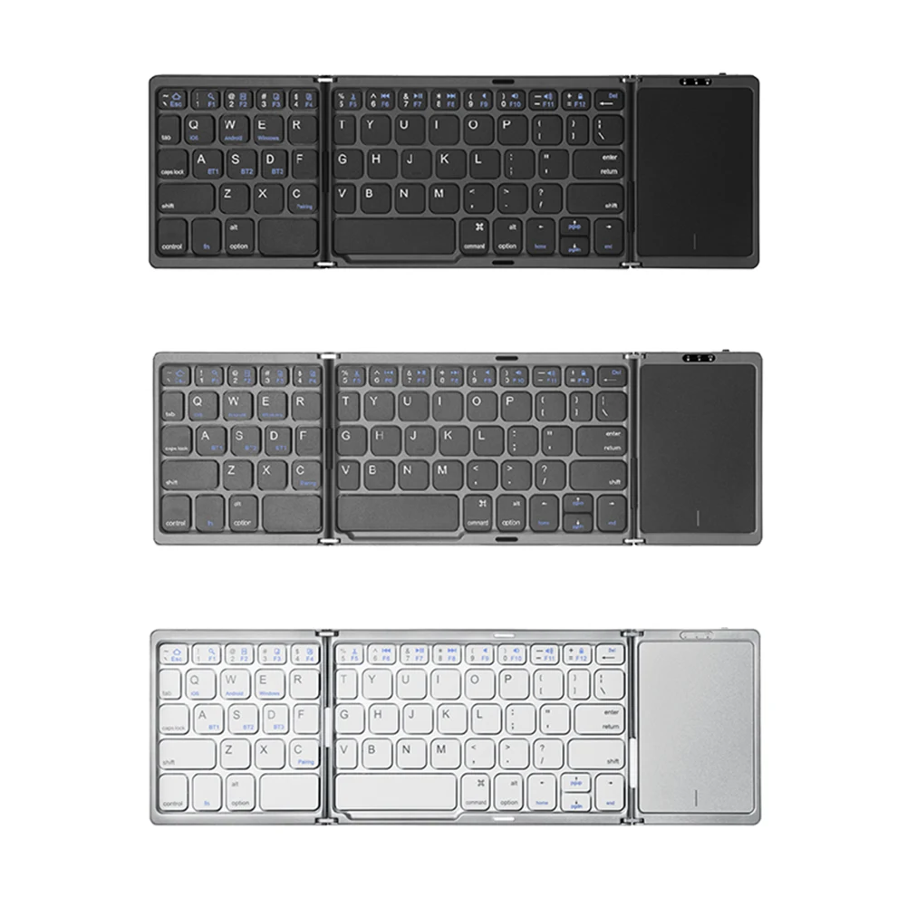 Wireless-Folding-Keyboard-Multi-Function-Portable-Keyboard-64-Keys-Touchpad-Keypad-Rechargeable ...
