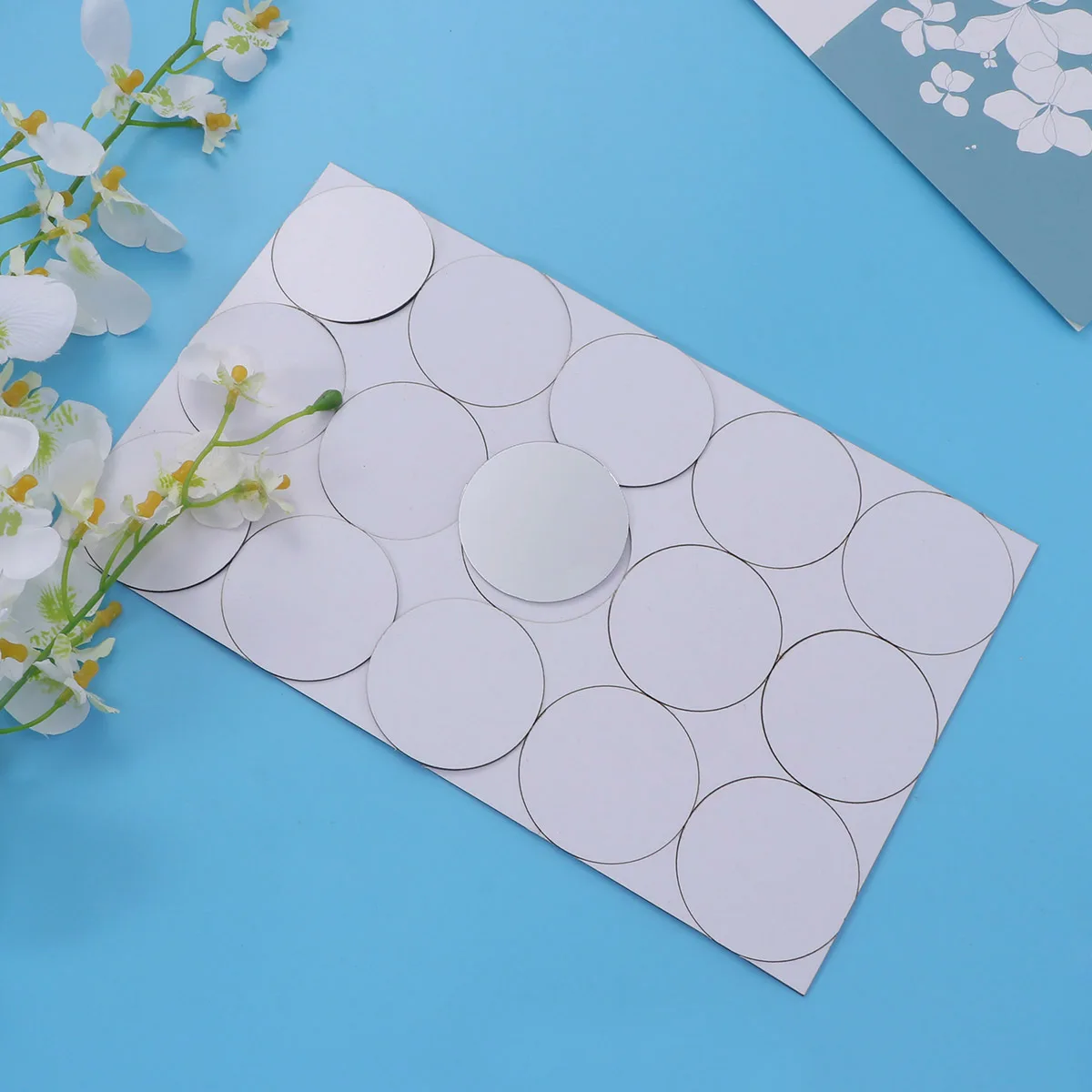 50Pcs 5Cm Silver Round Acrylic Mirror Sticker DIY Wall Art Removable ...