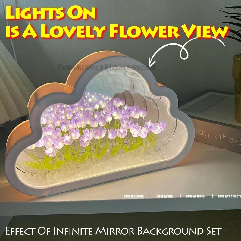 NEW-Infinite-Reflection-Table-Lamp-Hidden-Tulip-Light-Two-Way-Mirror ...