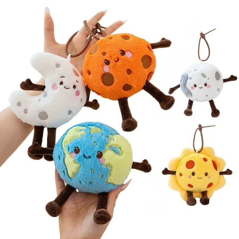 Kawaii Cartoon Planets Plush Keychain Stuffed Earth Mars Soft Dolls Key ...