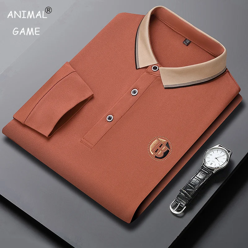 Korean-Style-Fashion-Men-s-Polo-T-shirt-Long-Sleeves-Embroidered-Luxury ...