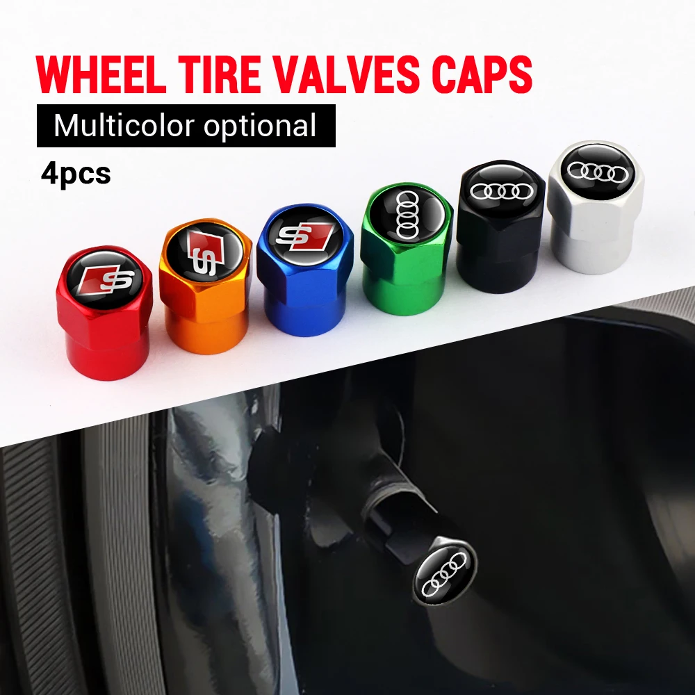 4pcs High Quality Car Wheel Tire Valve Stem Caps for Audi S A3 A7 Q3 8v ...