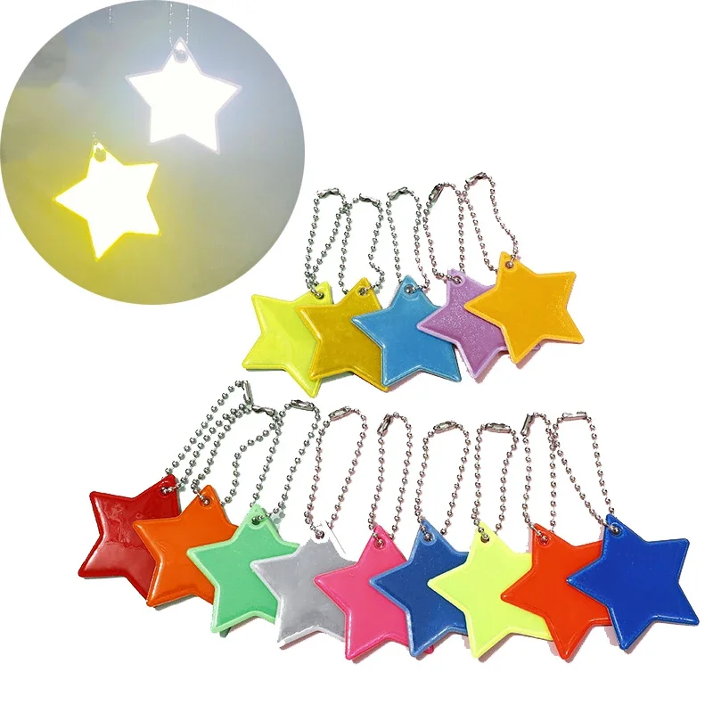 Schoolbag-Reflective-Pendant-Creative-PVC-Star-Keychain-Night-Warning ...