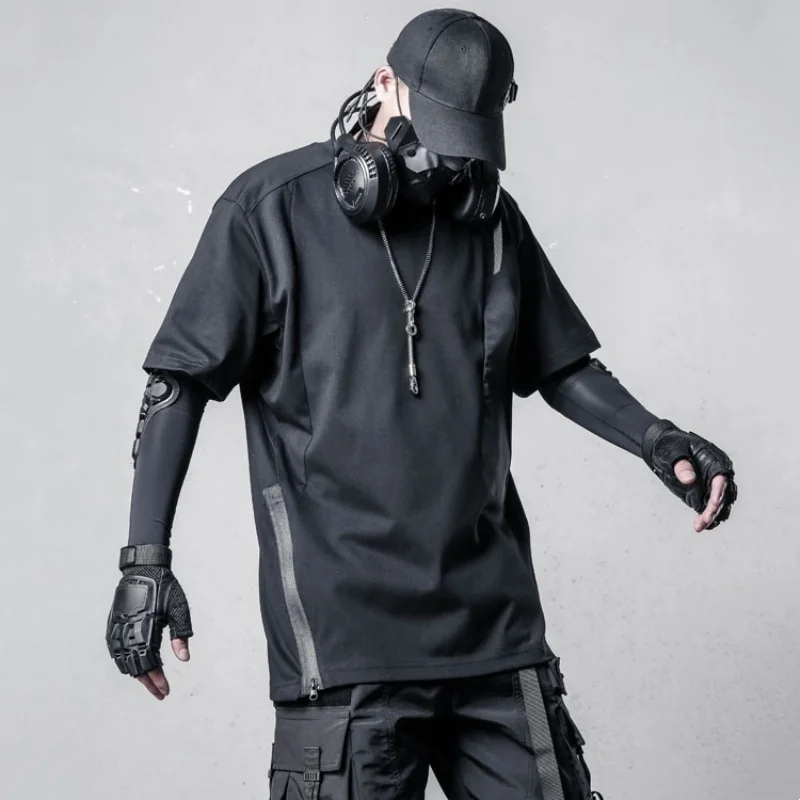 Deconstructive Patchwork Design Tactical Function T Shirt Man Clothes ...