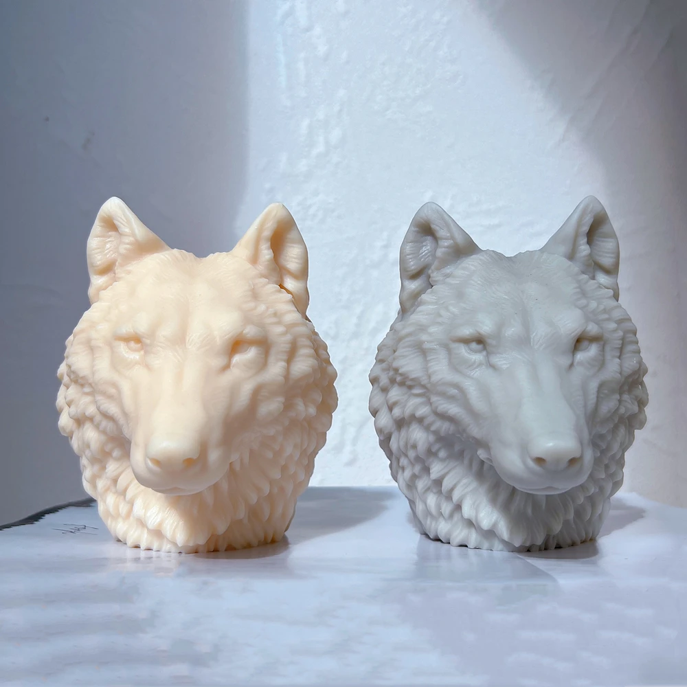 3D-Wolf-Head-Candle-Mold-Est-tua-Animal-Cera-de-Soja-Molde-de-Silicone ...