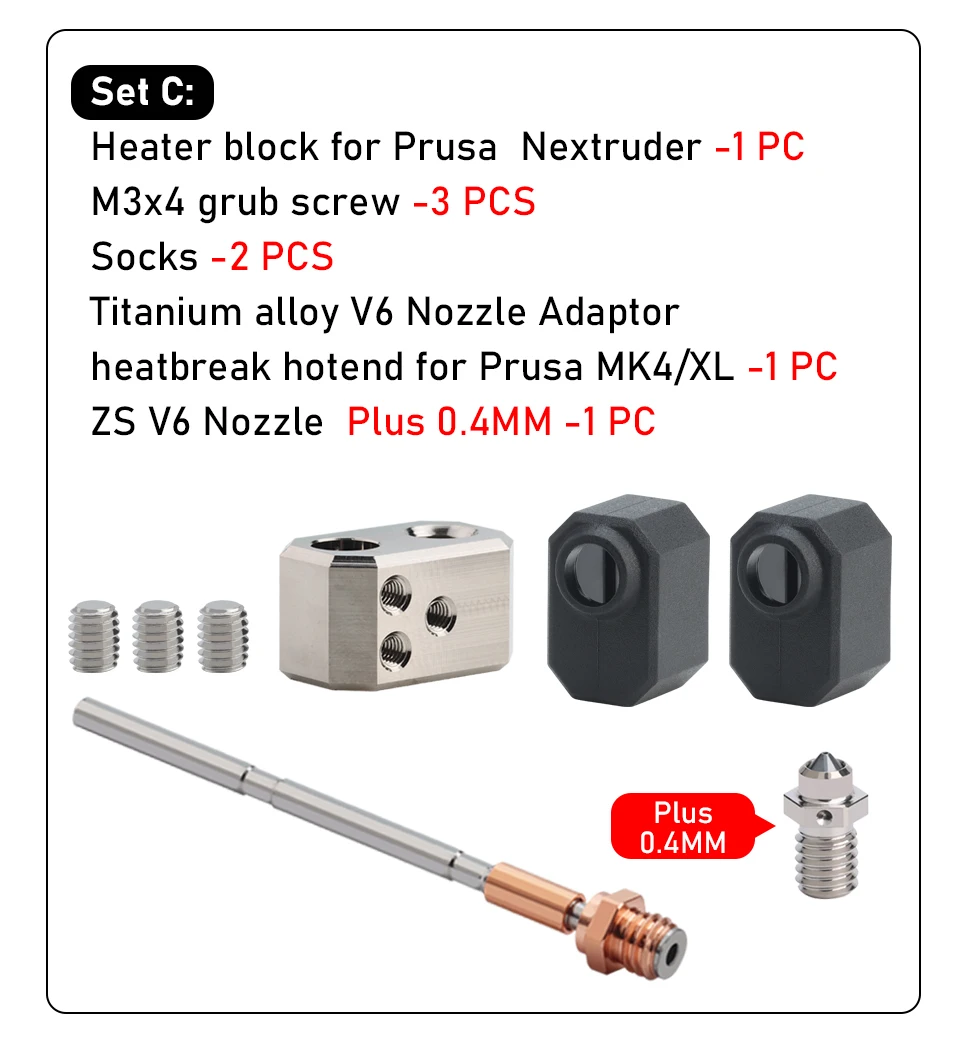 MK4 Hotend Heatblock Heatbreak KIT