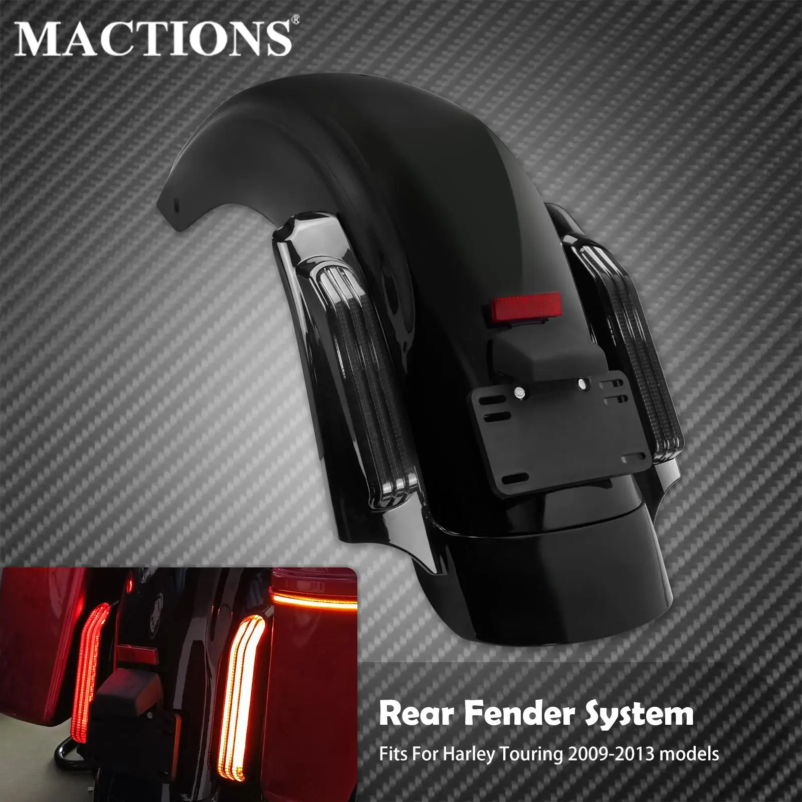 Motorcycle-LED-Rear-Fender-System-Extension-Fascia-Set-W-Brake-Turn ...