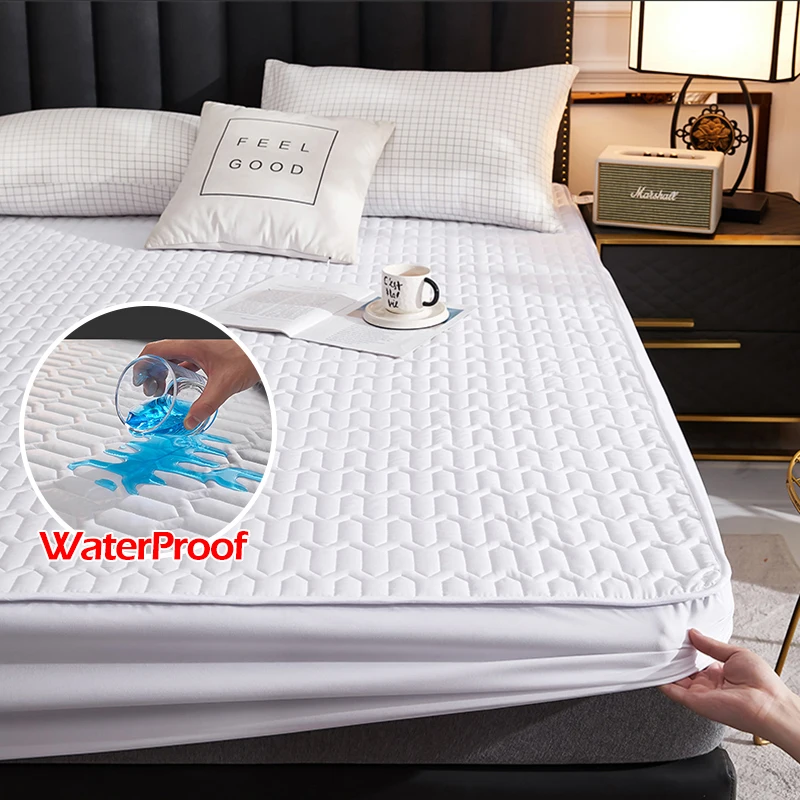 Waterproof Thicken Mattress Pad Protector Skin-Friendly Durable Fitted ...