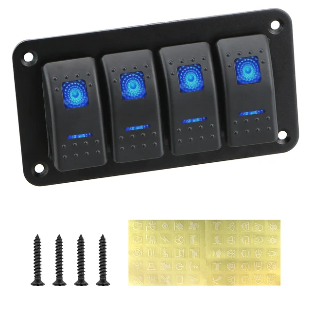 4 Gang Switch Panel For Car RV Camper Caravans Dual USB Port Digital ...