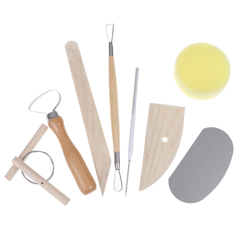 8pc-Wood-Handle-Wax-Pottery-Clay-Sculpture-Carving-Tool-DIY-Craft-Set ...