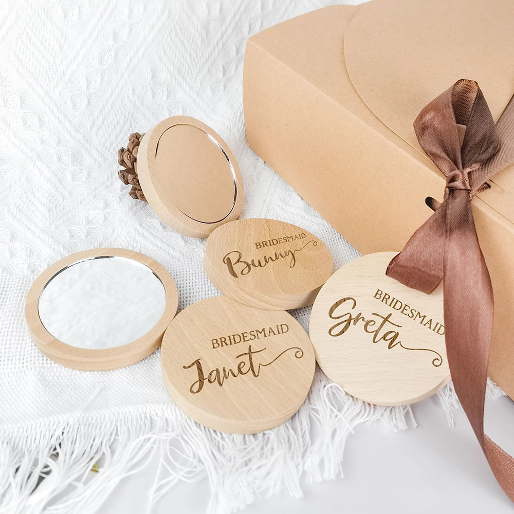 Personalized-Wooden-Pocket-Mirror-Round-Cute-Engraved-Compact-Makeup ...