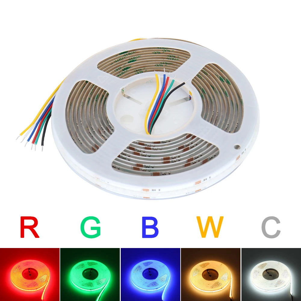 RGBCCT COB LED Tira de luz DC 24V RGBCW RGBWW Colorido Flexible FOB LED ...