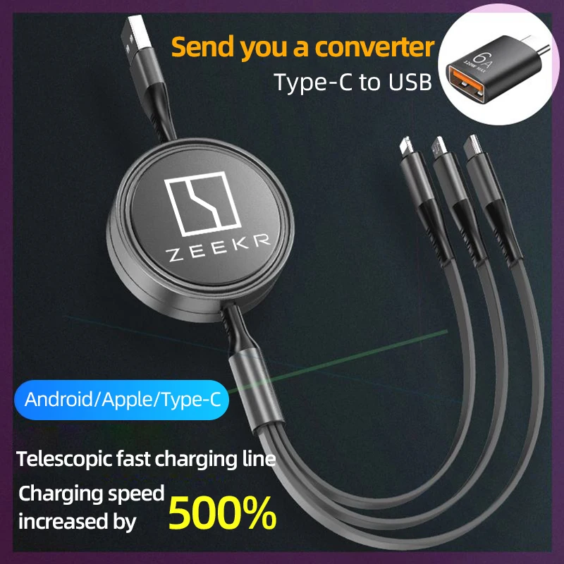 2023-For-ZEEKR-X-001-009-ZEEKR-3-In-1Retractable-Data-USB-Cable-Fast ...