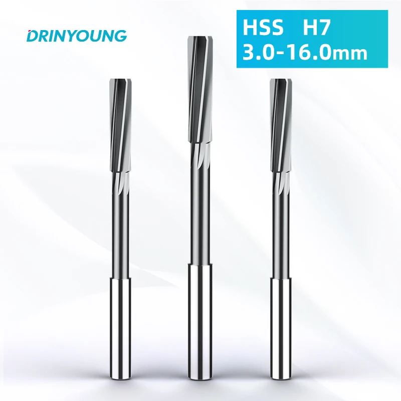 DRINYOUNG HSS Reamer Chucking Machining Tool Spiral Flute Straight HandleCutting Shank H7 3mm ...