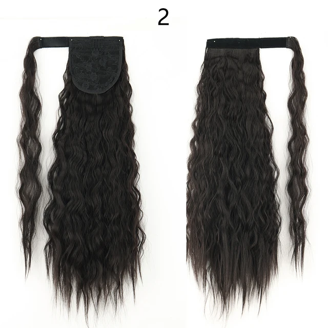 Synthetic 34 inch wavy / straight ponytail hair extensions