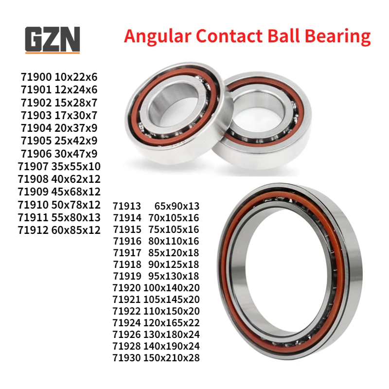 고속 각도 접촉 볼 베어링, 71900 시리즈 P0 ABEC-1 정밀 스핀들 베어링, 1 열, 무료 배송