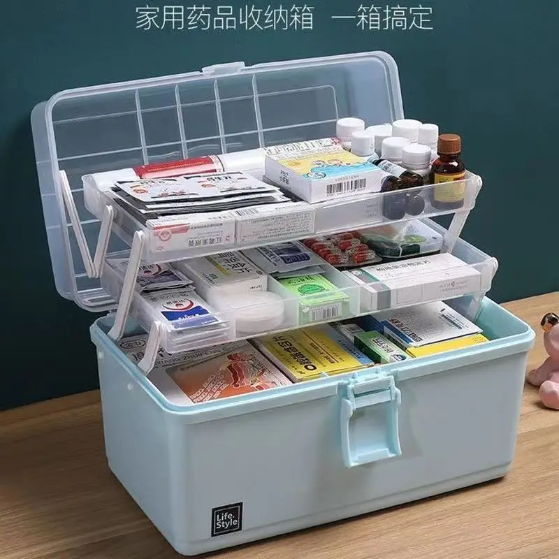Large Capacity Medicine Organizer Storage Container Family First Aid ...