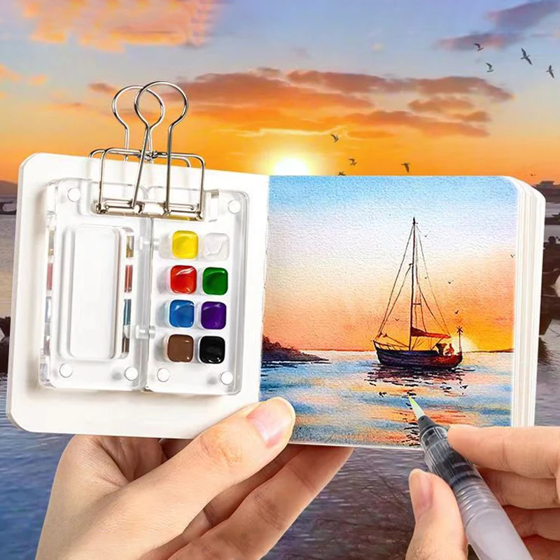 8/15 Grids Acrylic Mini Watercolor Palette Portable Paint Box Travel ...