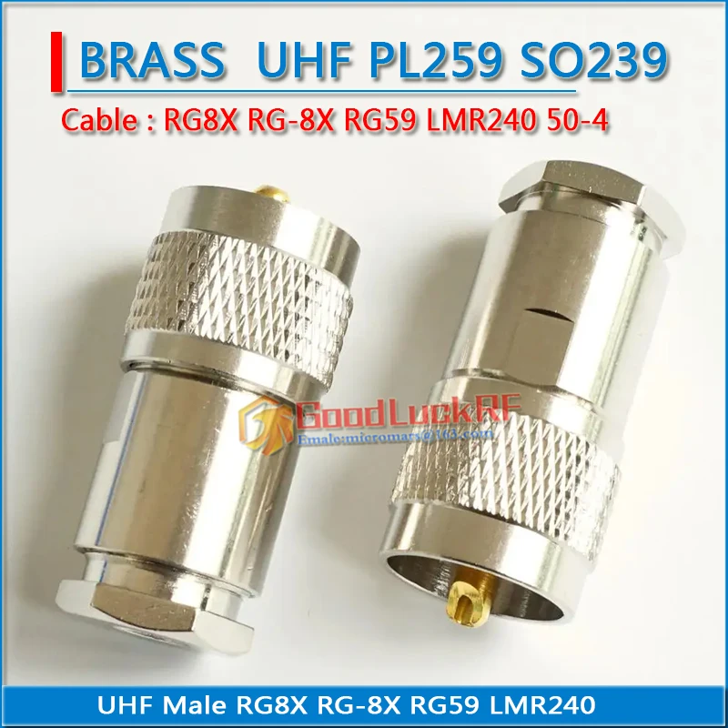 Connector-Socket-PL259-PL-259-SO239-SO-239-UHF-Male-Clamp-Solder-For-RG ...