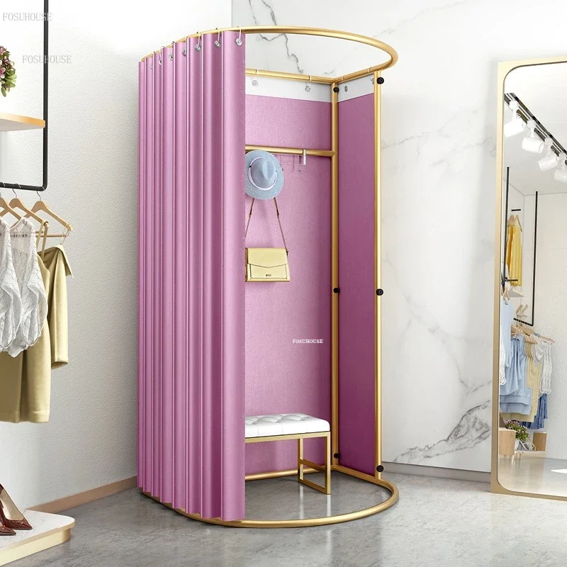 Mobile-Fitting-Room-Floor-Rail-Rack-Clothing-Store-Simple-Display-Rack ...
