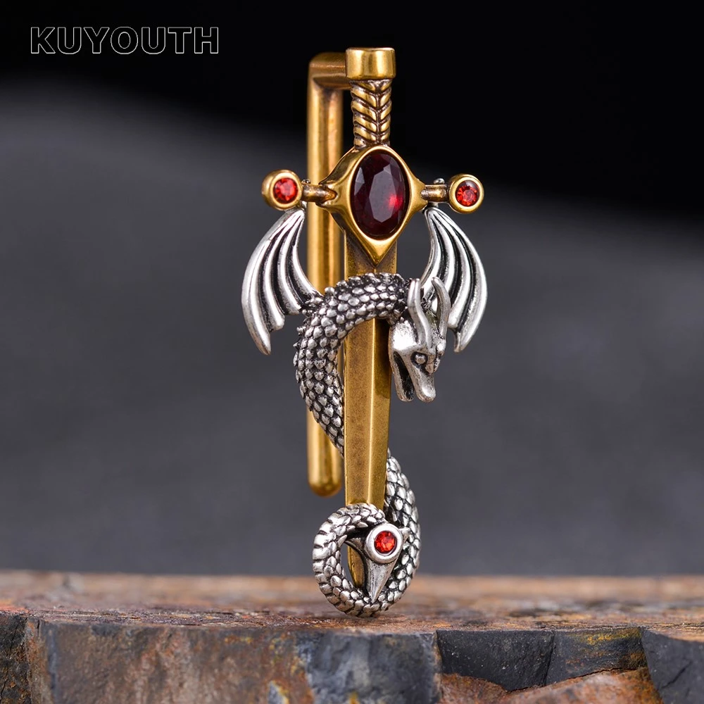 Kuyouth Unique Copper Ruby Sword Dragon Ear Weight Earring Gauges Body ...