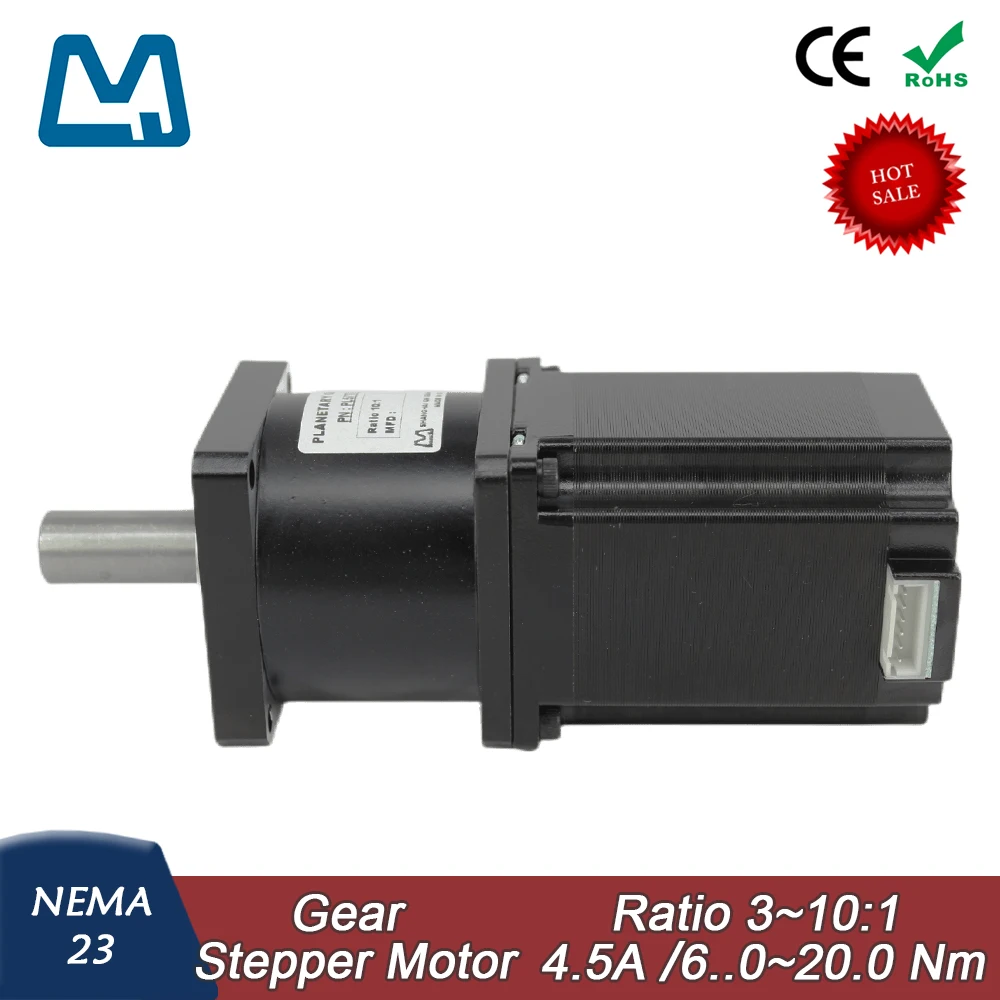 57 Stepper Motor 77mm Body Lenght 4.5A 2Nm Nema 23 Planetary Gearbox ...