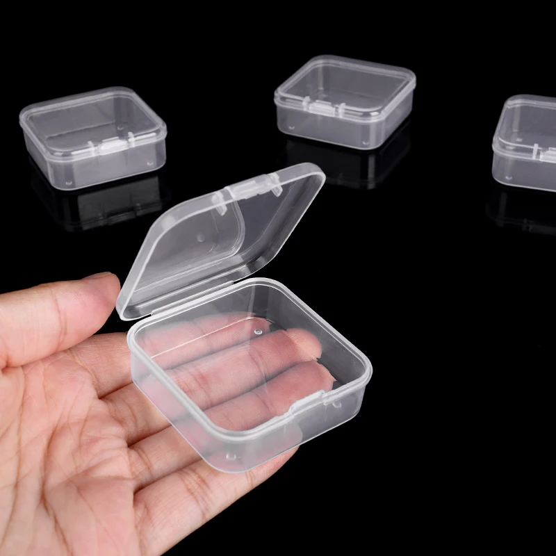 2-Sizes-Multifunction-Small-Containers-Clear-Plastic-Square-Box-Mini ...