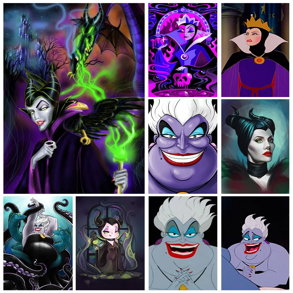 Diy Painting By Numbers Adults Disney Cartoon Villain Evil Witch Ursula ...